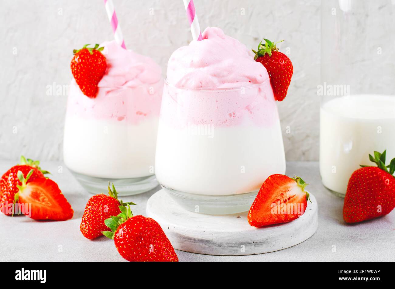 Whipped Strawberry Milk, Strawberry Milkshake, Dalgona Style Drink with ...