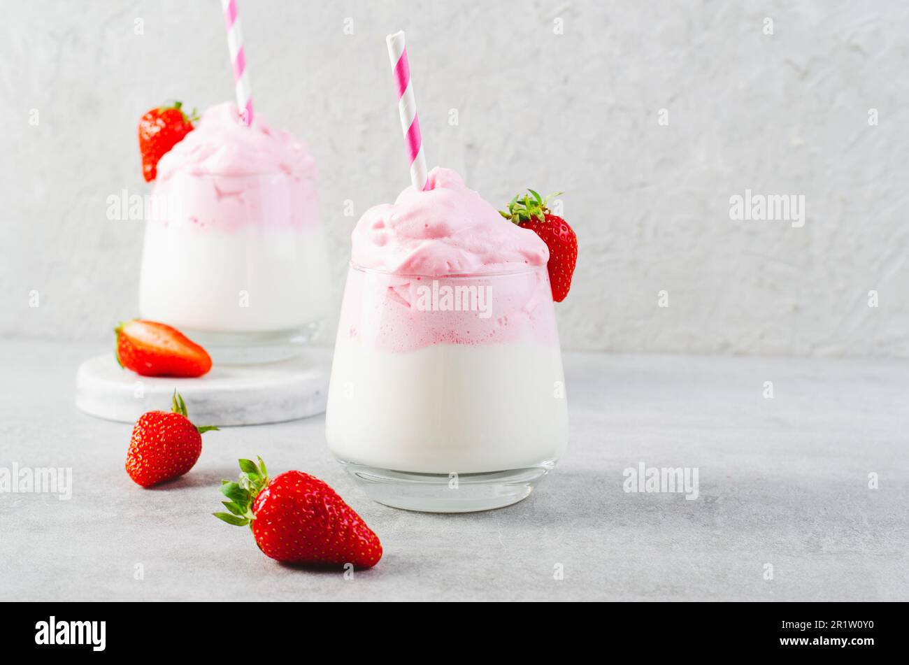Whipped Strawberry Milk, Strawberry Milkshake, Dalgona Style Drink with ...