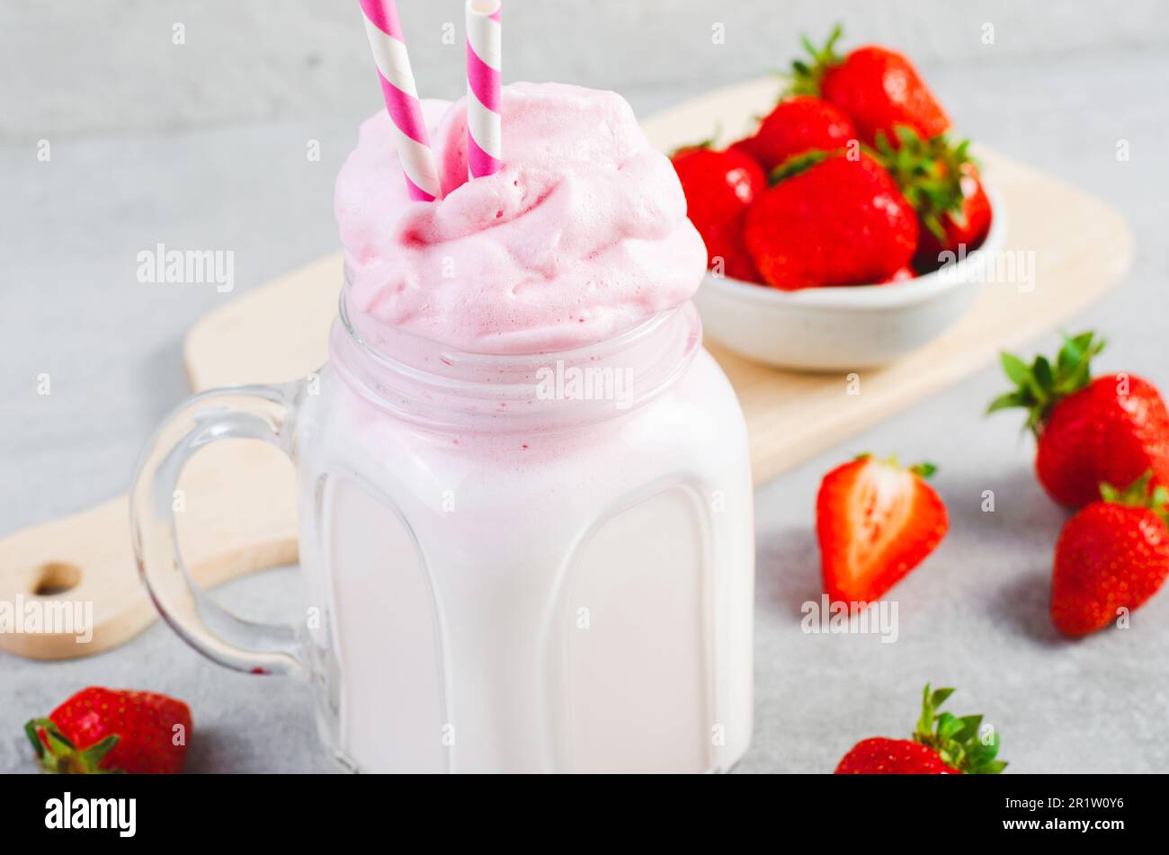 Whipped Strawberry Milk, Strawberry Milkshake, Dalgona Style Drink with ...