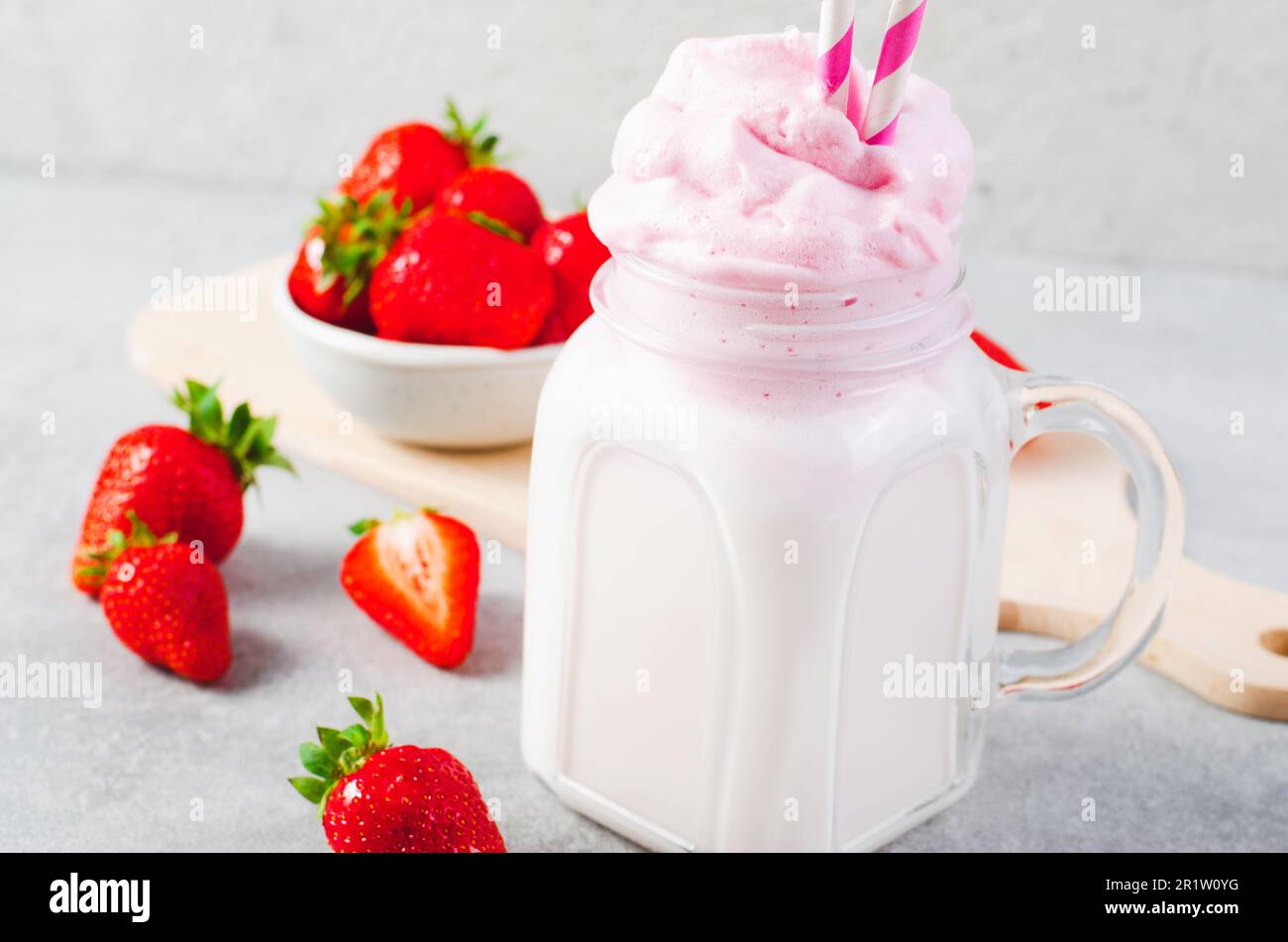 Whipped Strawberry Milk, Strawberry Milkshake, Dalgona Style Drink with ...