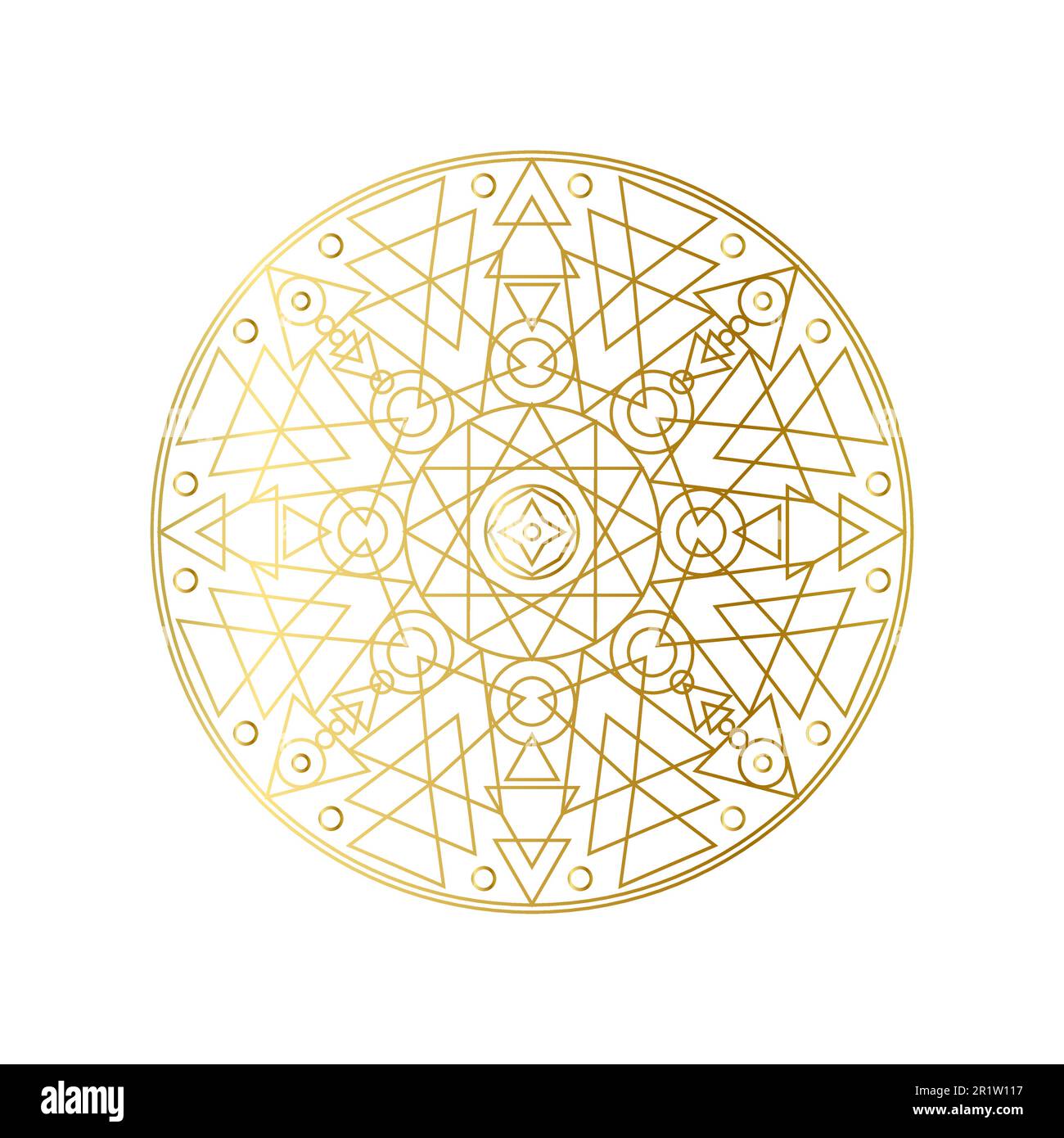 Golden abstract geometric mandala outline vector illustration ...