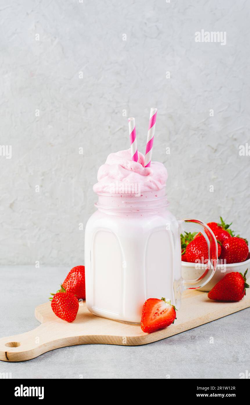 Whipped Strawberry Milk, Strawberry Milkshake, Dalgona Style Drink with ...