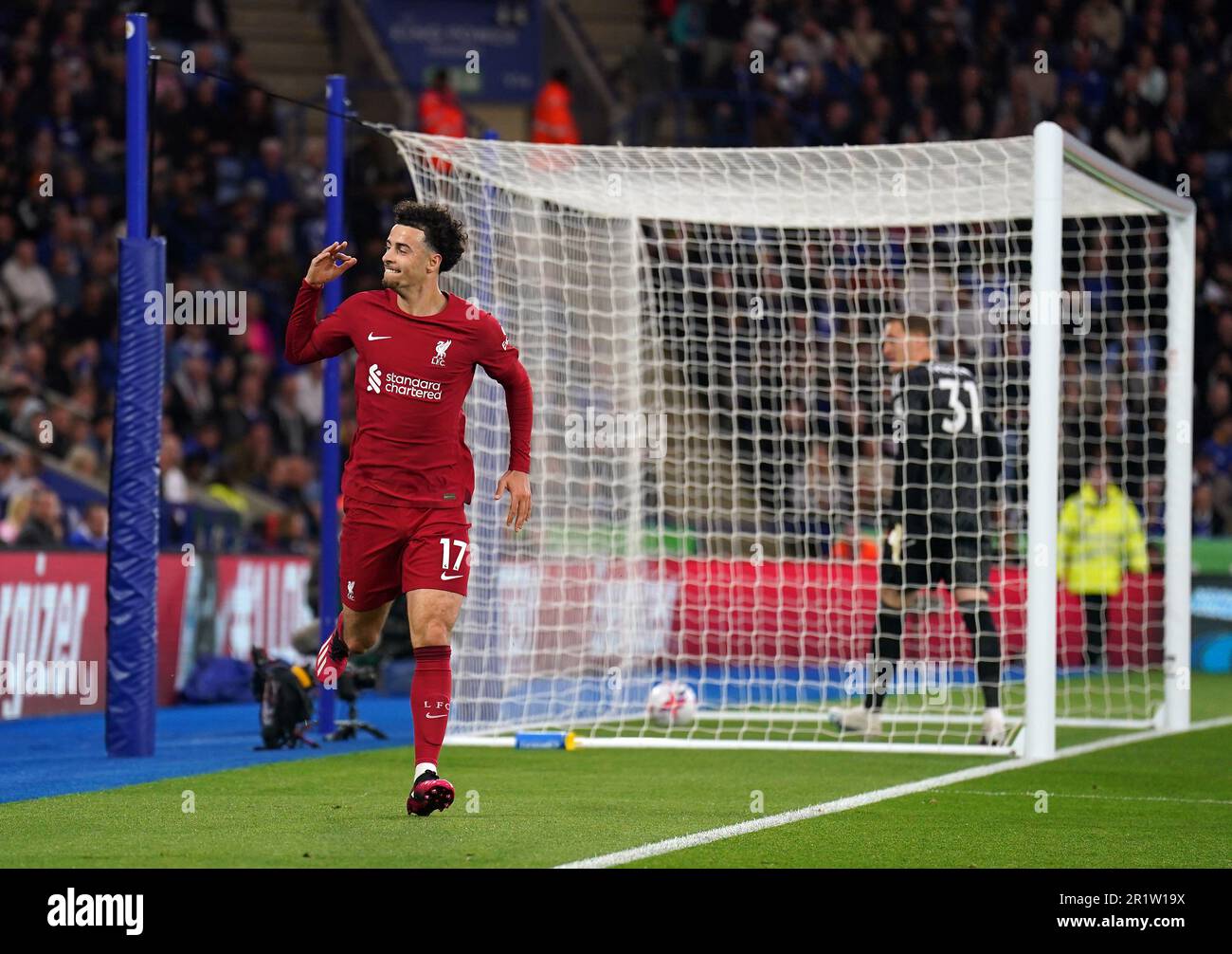 Liverpool's Curtis Jones celebrates scoring their side's first goal of ...