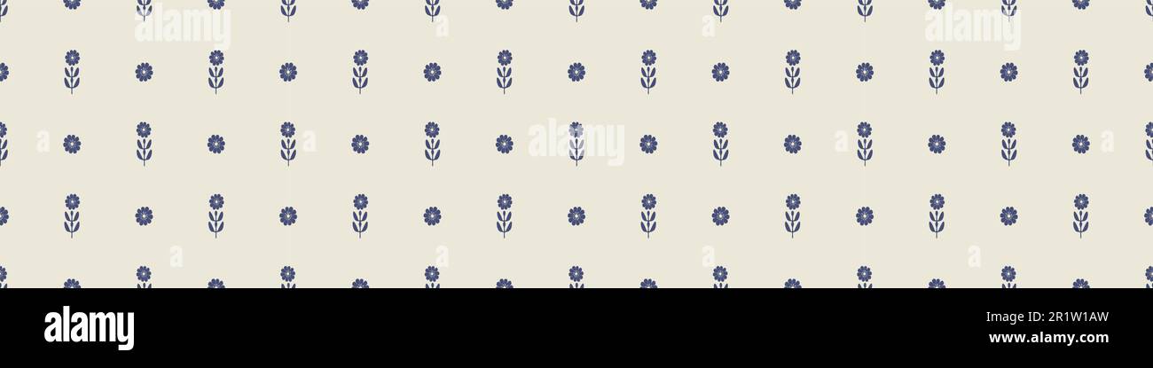 Quirky floral lino cut motif vector border. Seamless decoration of ...