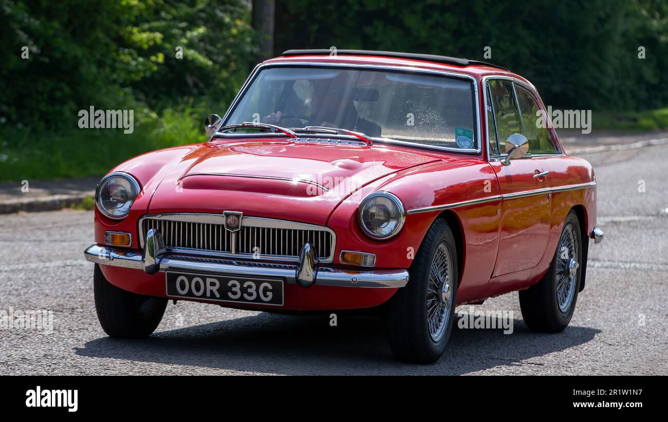 Stoke Goldington,Northants,UK - May 14th 2023. 1968 red MGC GT classic ...