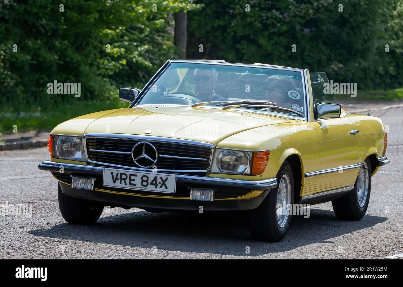 Stoke Goldington,Northants,UK - May 14th 2023. 1982 yellow MERCEDES ...