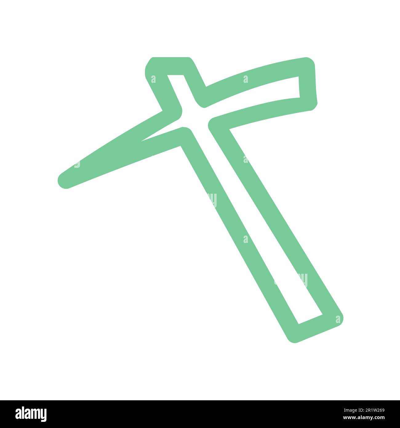 Green mine pickaxe thick line vector icon. Mining equipment isolated on ...