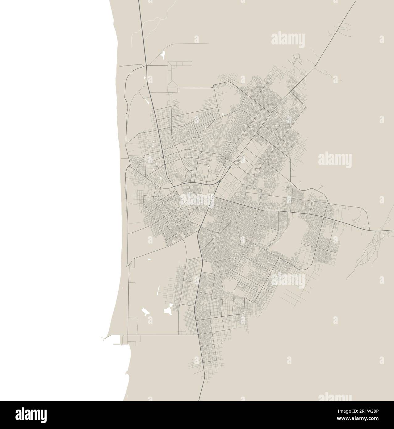 Detailed map of Nouakchott city, capital of Mauritania. Municipal ...