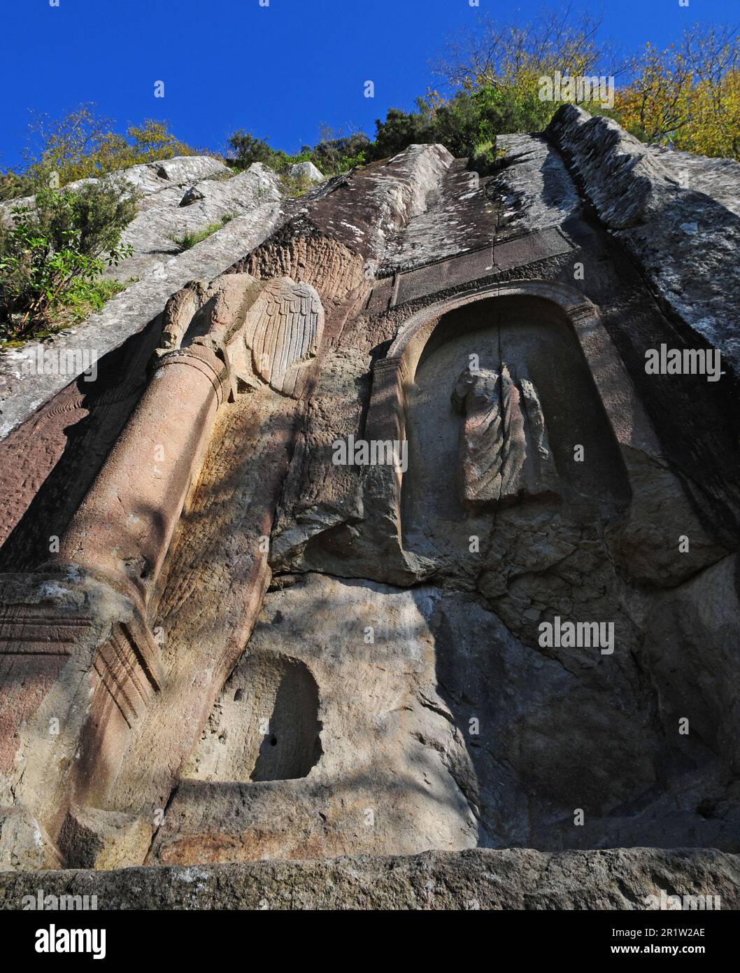 The Bird Rock Monument in Amasra, Turkey, was built during the Roman ...