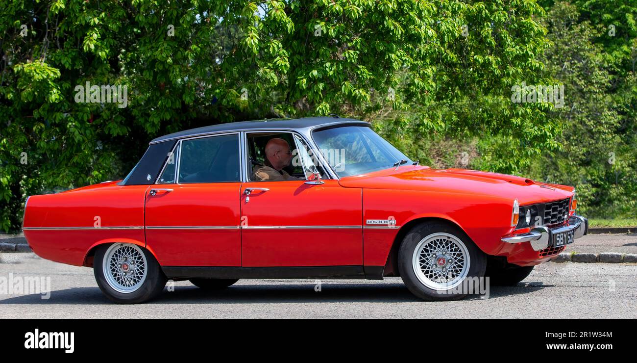 Stoke Goldington,Northants,UK - May 14th 2023. 1977 red ROVER 3500 ...