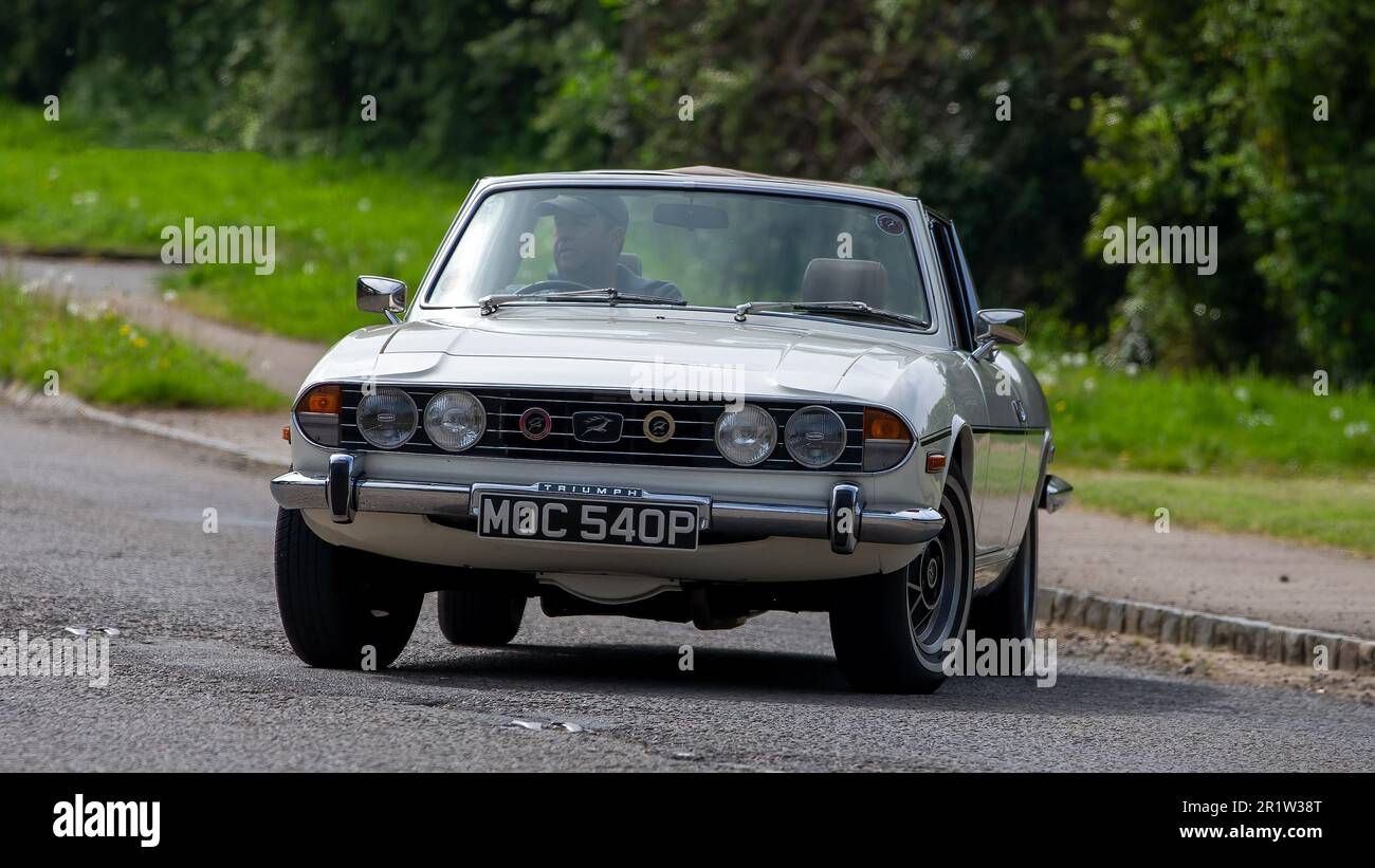 Stoke Goldington,Northants,UK - May 14th 2023. 1976 white TRIUMPH STAG ...