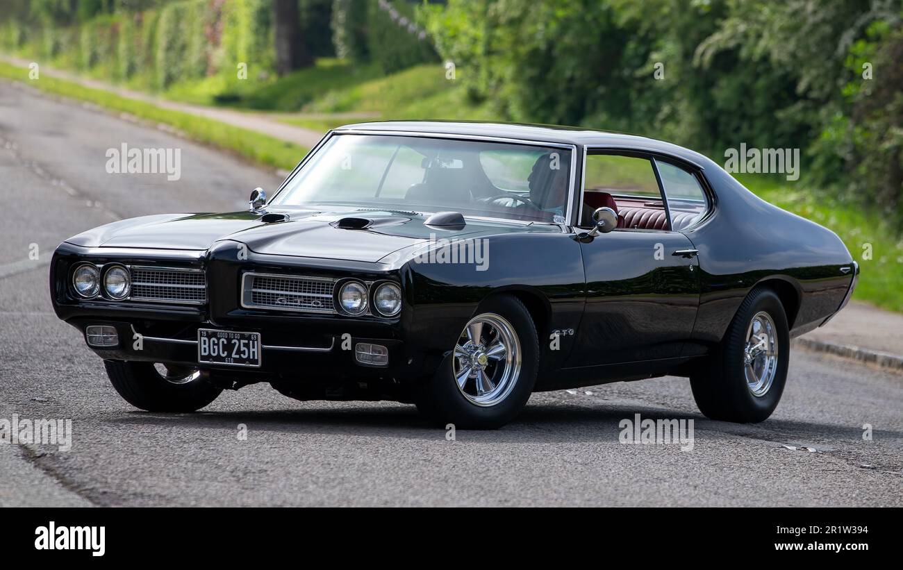 Stoke Goldington,Northants,UK - May 14th 2023. 1970 black PONTIAC GTO ...