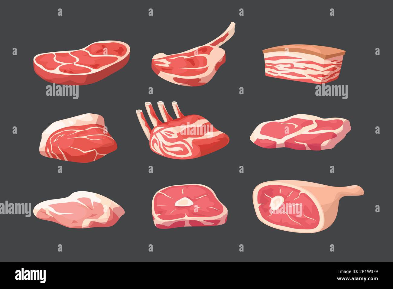 Fresh raw meat different Stock Vector Images - Alamy