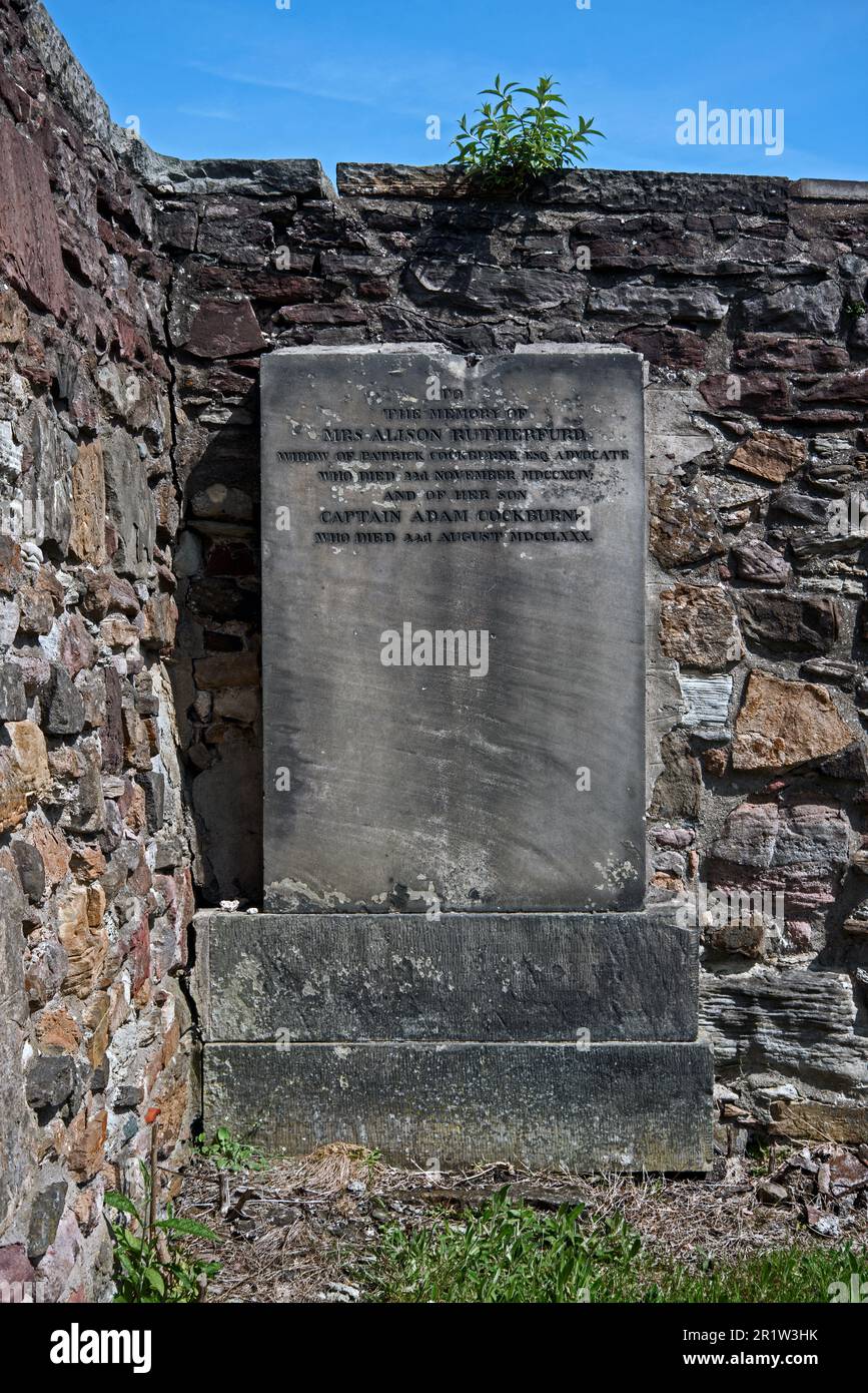 The grave of Alison Cockburn (1712-94), who wrote "The Flowers o' the ...