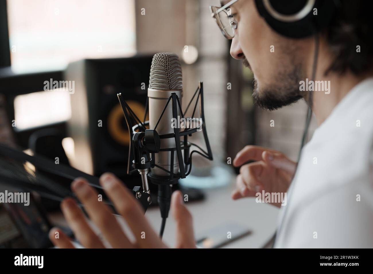 Man headphones singing recording studio hi-res stock photography and ...