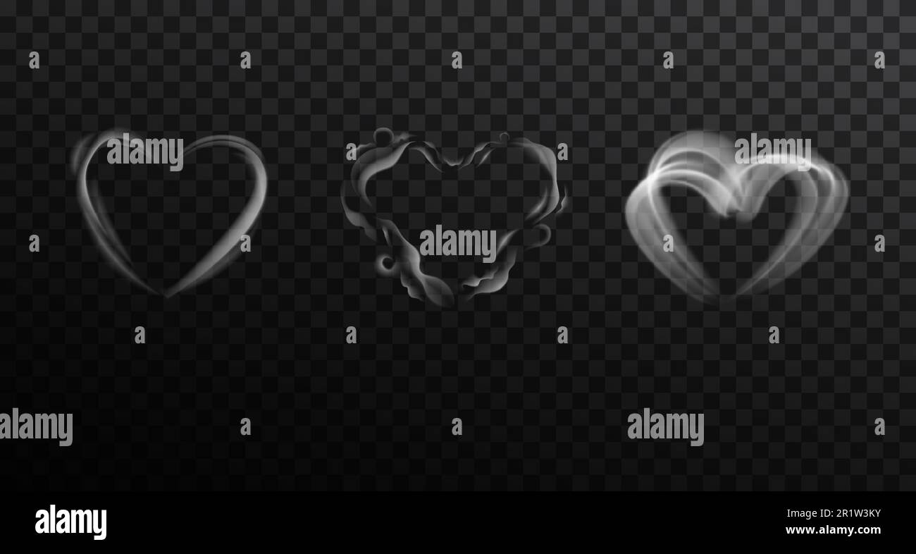 Cloudy heart shaped steam isolated on transparent backdrop Stock Vector ...
