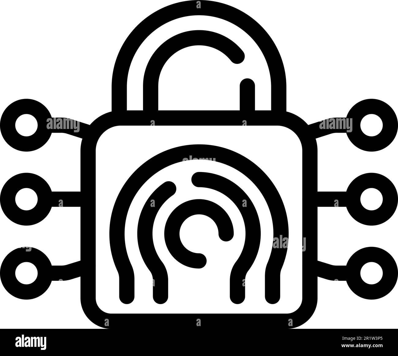 Padlock fingerprint icon outline vector. Finger print. Access human ...