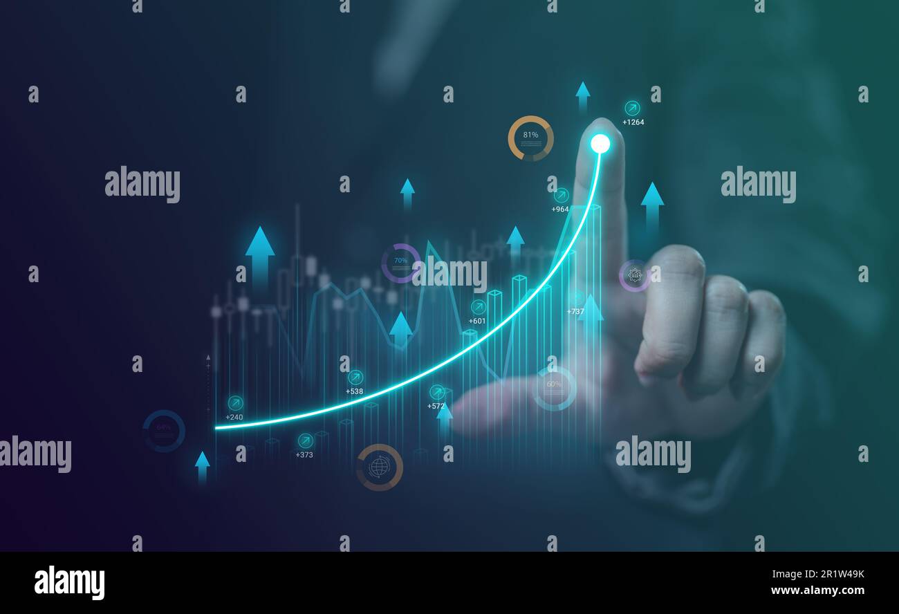 Business graph chart with arrow up, Investment strategy and benefits ...