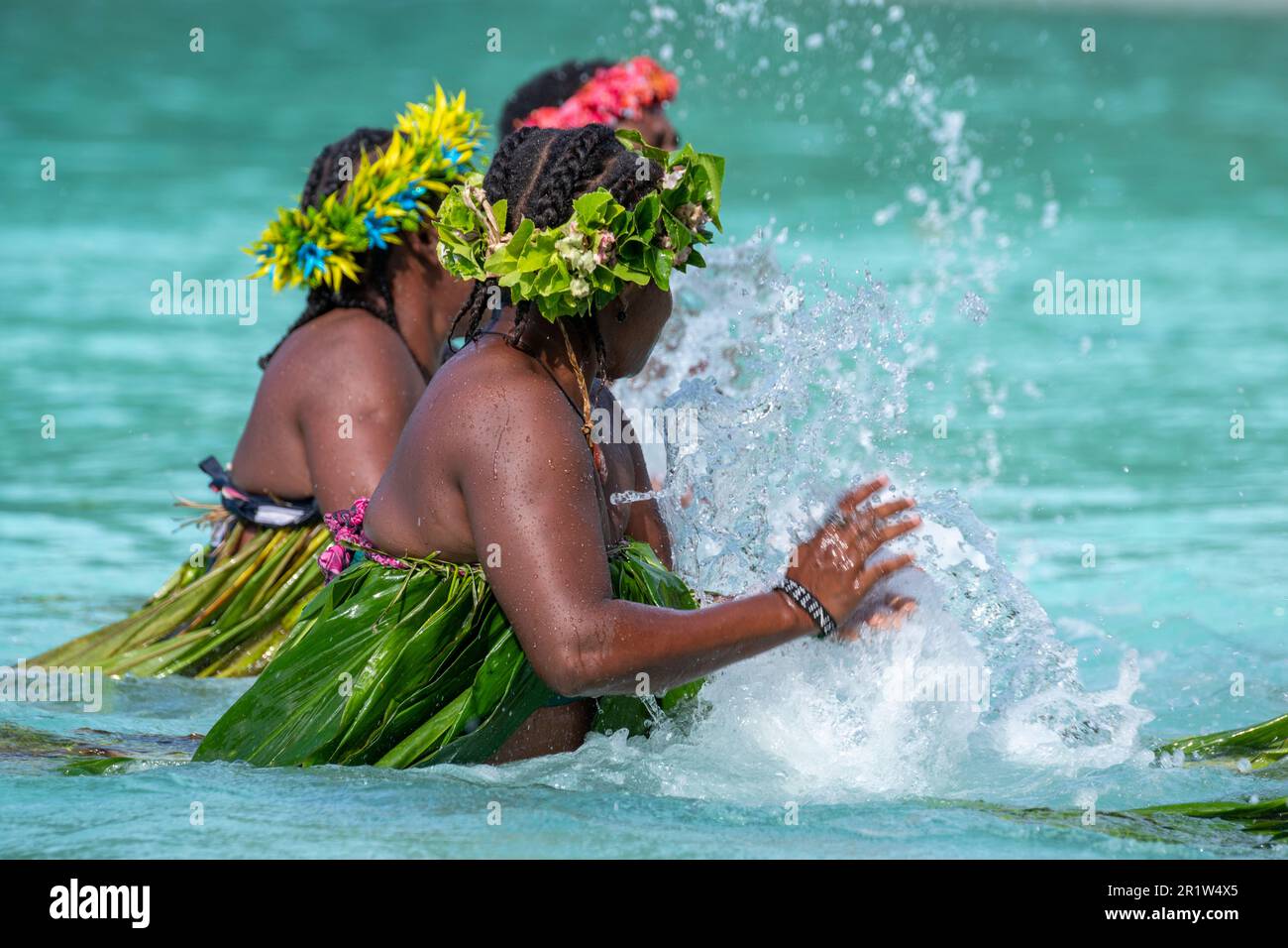 Vanuatu, Espiritu Santo Island, Champagne Beach, Water Music Women ...