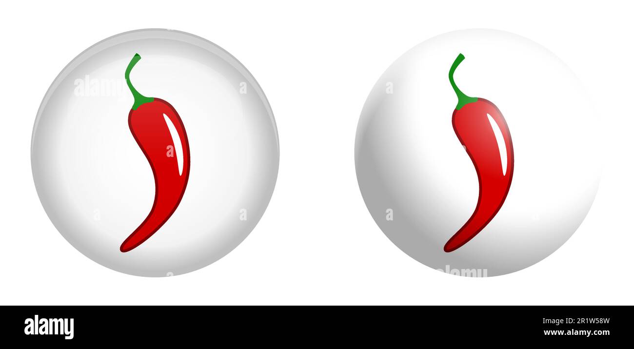 Red chili pepper symbol in white sphere or 3d circle Stock Vector Image ...