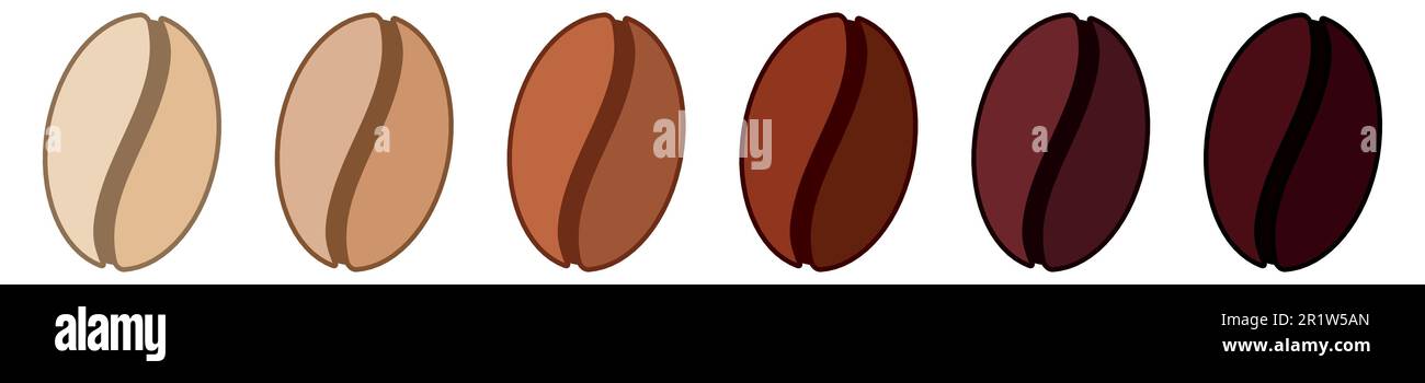 Coffee strength scale, different colour beans to show intensity or ...