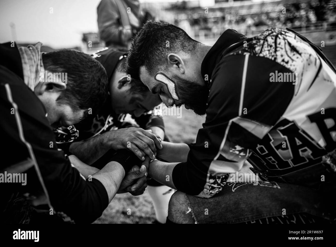 Cowboys, during the rodeo circuit at the Expo Ganadera de Sonora, on ...