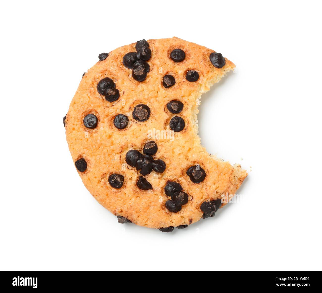 Bitten cookie with chocolate chips on white background Stock Photo - Alamy