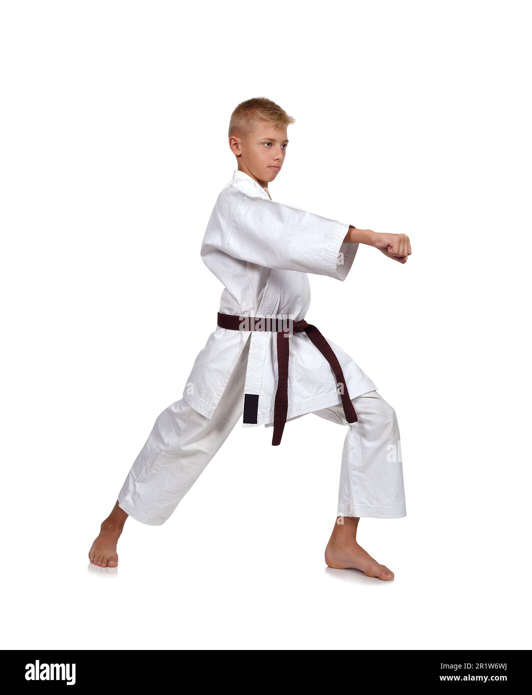 young karate boy isolated on white background Stock Photo - Alamy