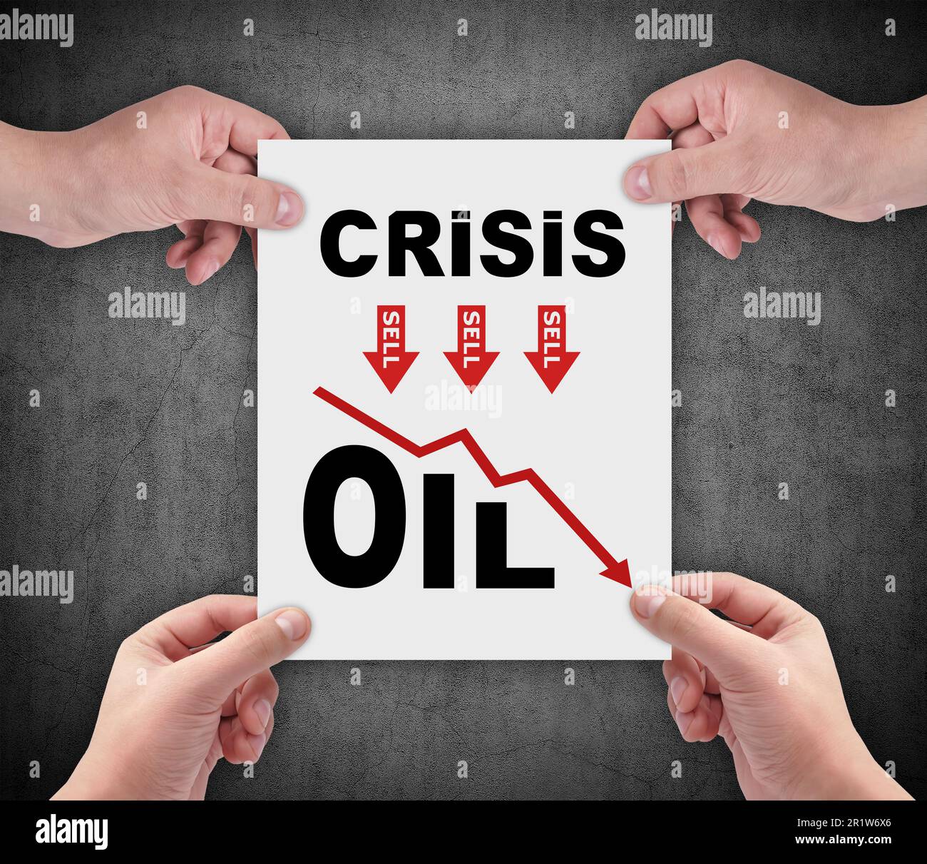 hands holding paper with drawing crisis oil chart Stock Photo - Alamy
