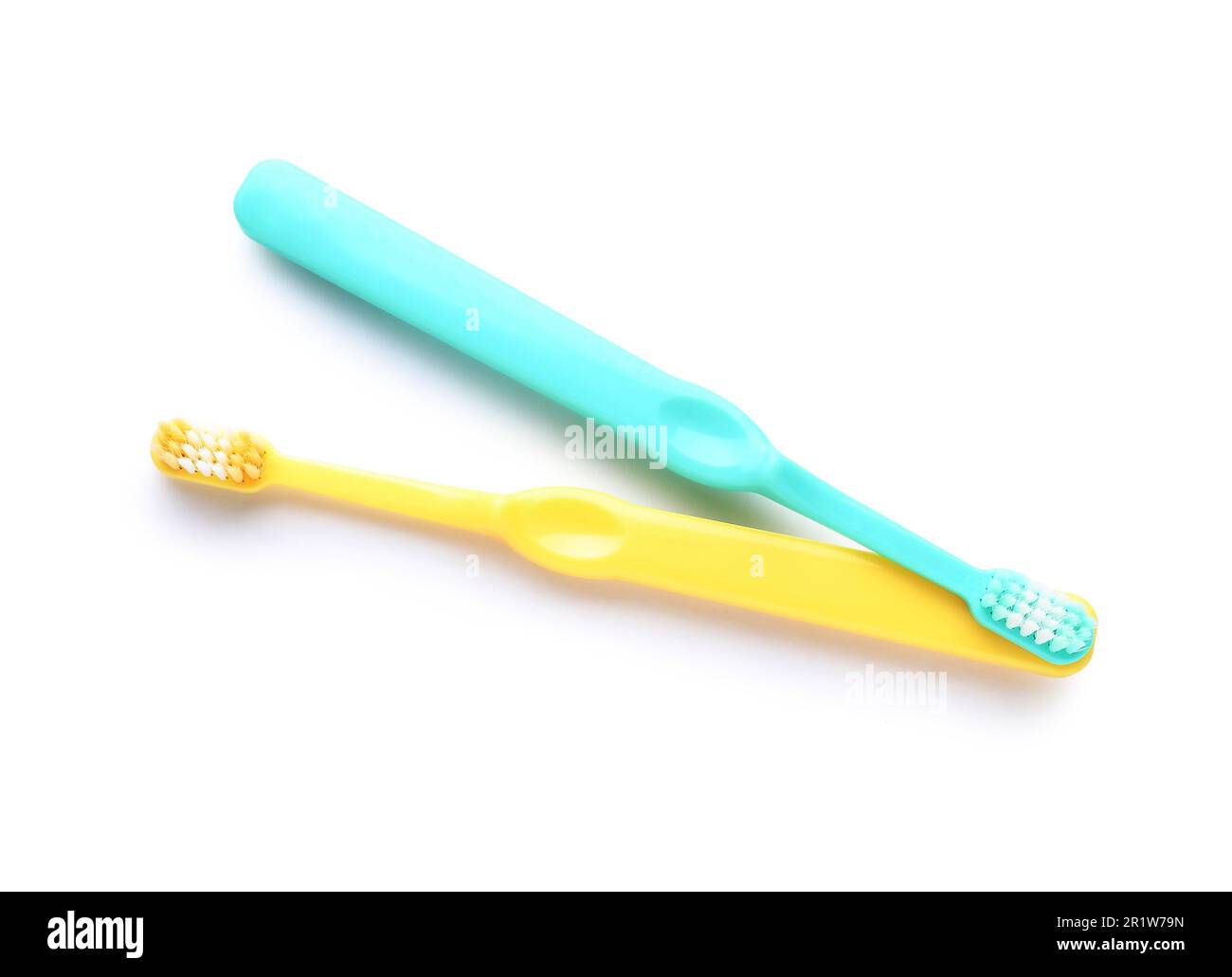 Plastic toothbrushes isolated on white background Stock Photo - Alamy