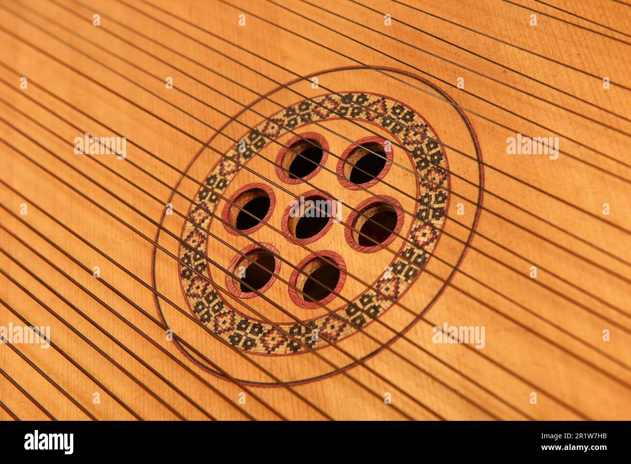 strings of the bandura close up, Ukrainian musical instrument Stock ...
