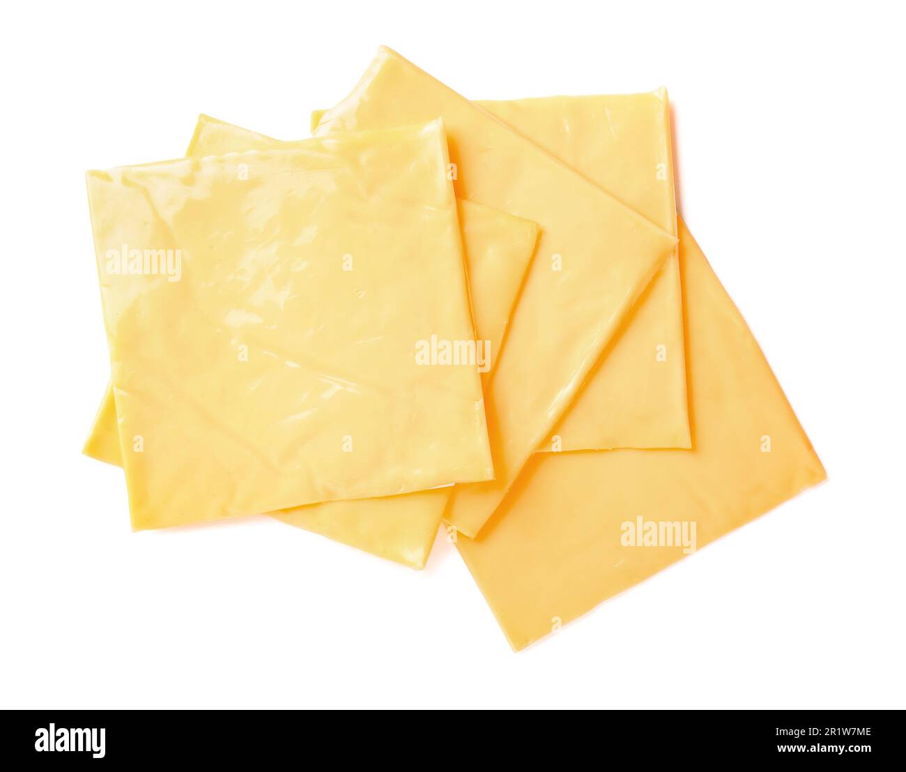 Slices of tasty processed cheese on white background Stock Photo - Alamy