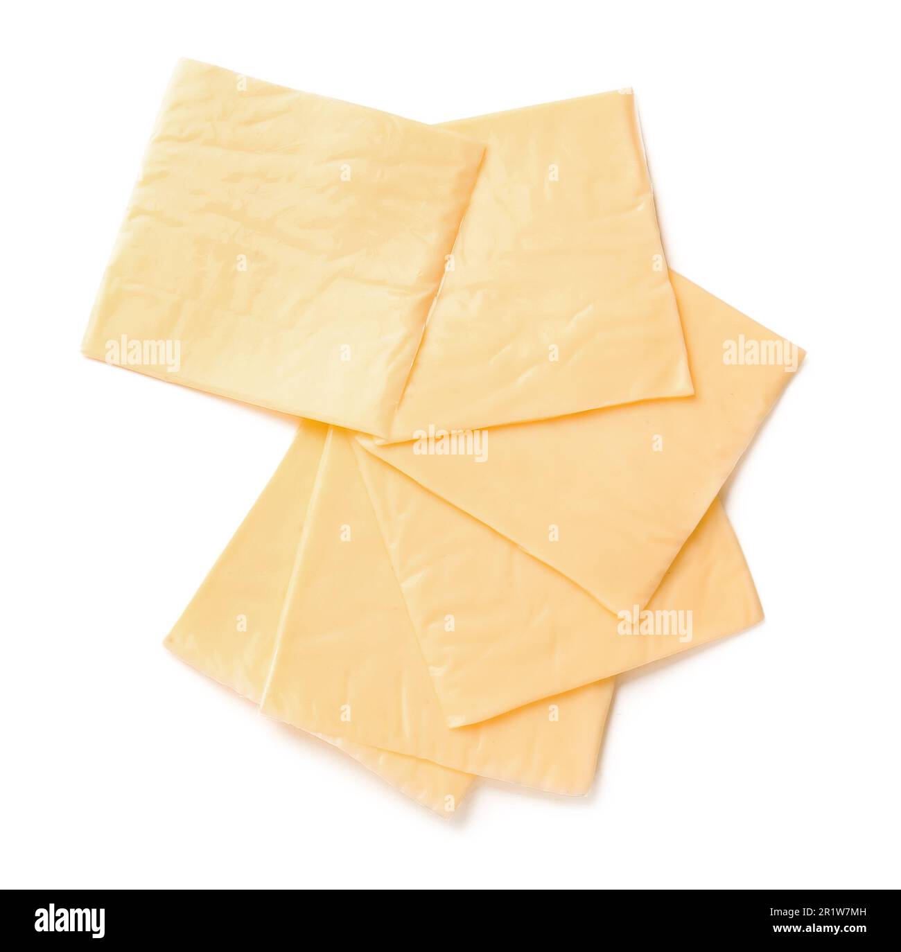 Slices of tasty processed cheese on white background Stock Photo - Alamy