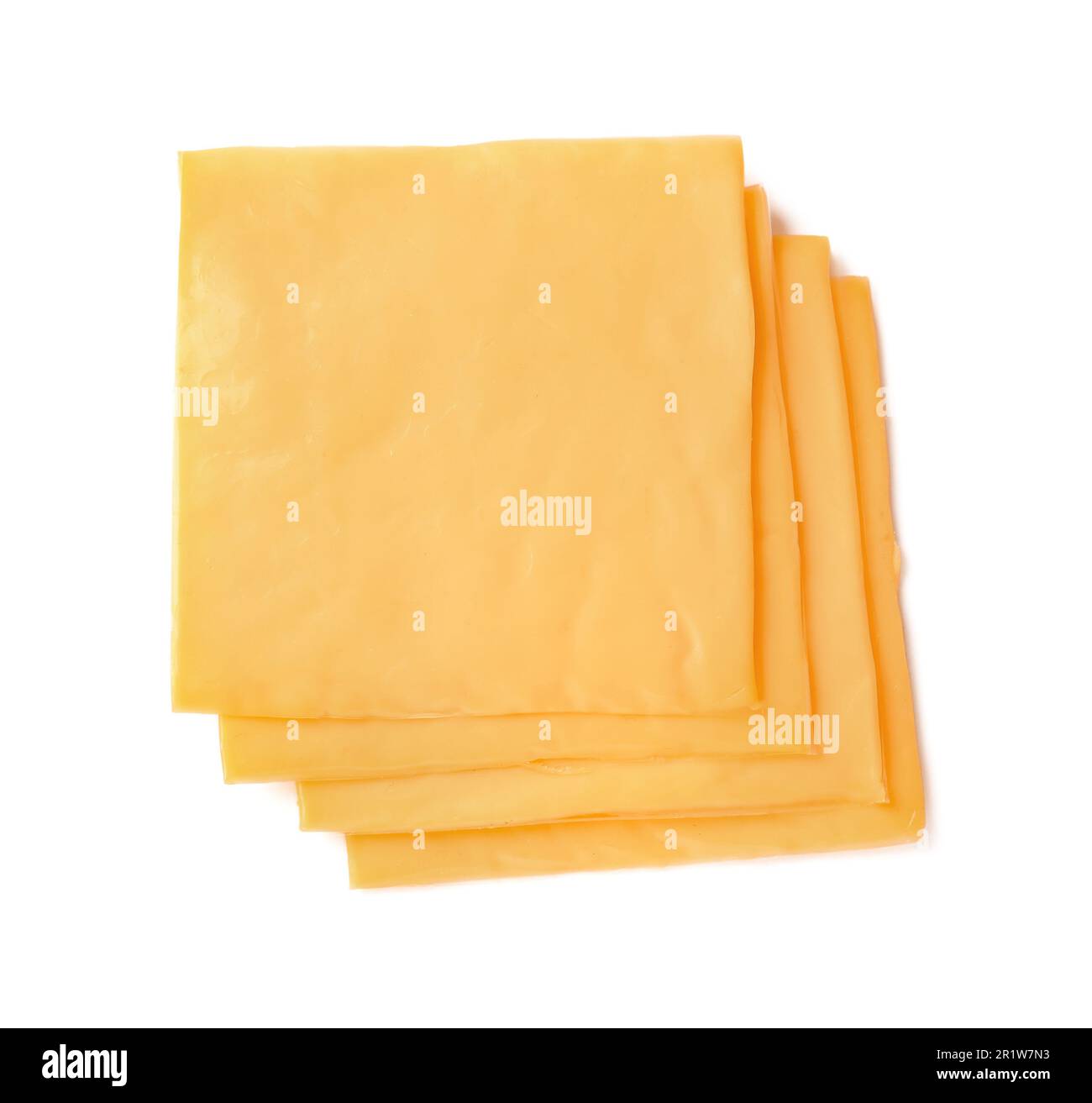 Slices of tasty processed cheese on white background Stock Photo - Alamy