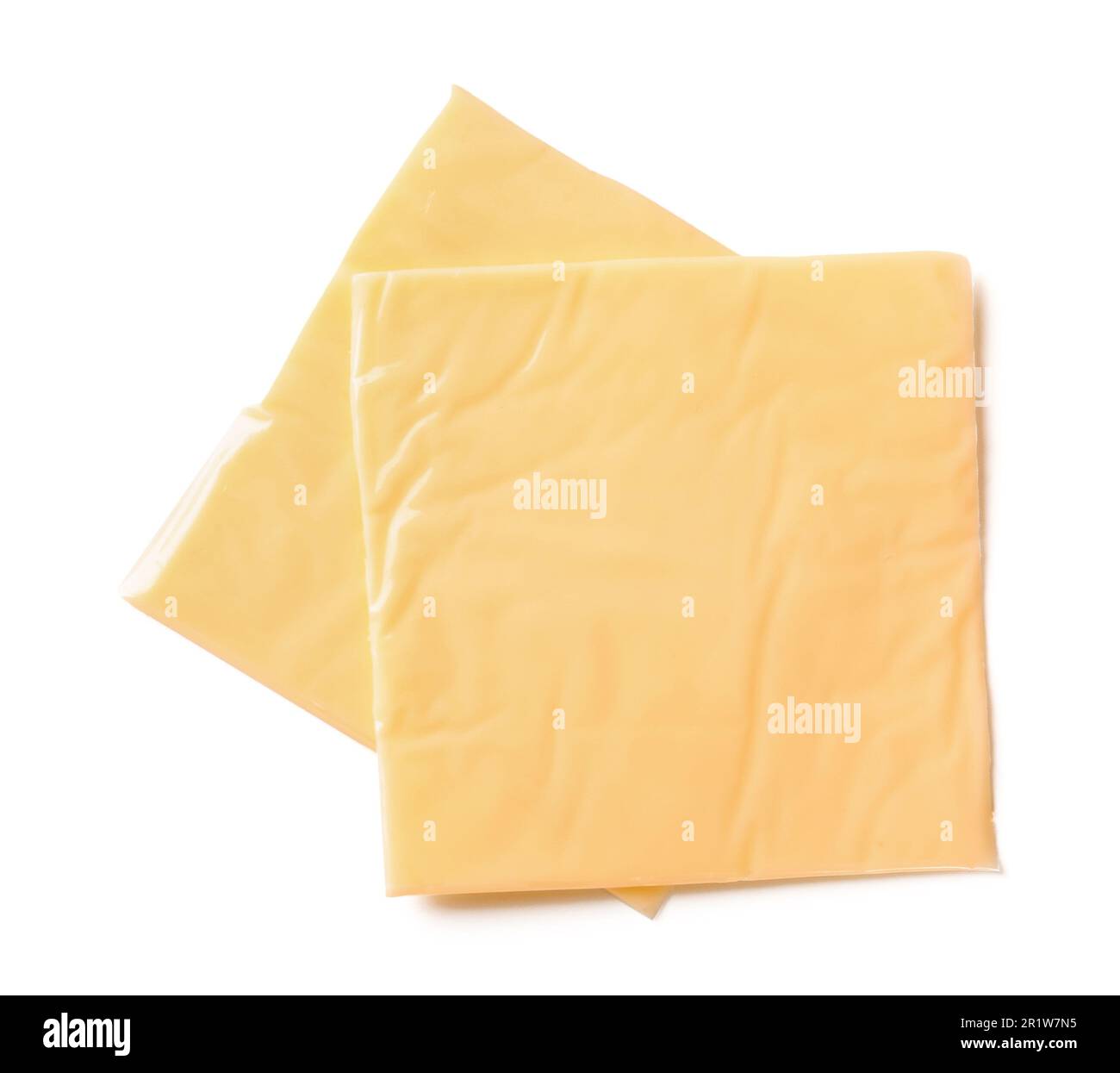 Slices of tasty processed cheese on white background Stock Photo - Alamy