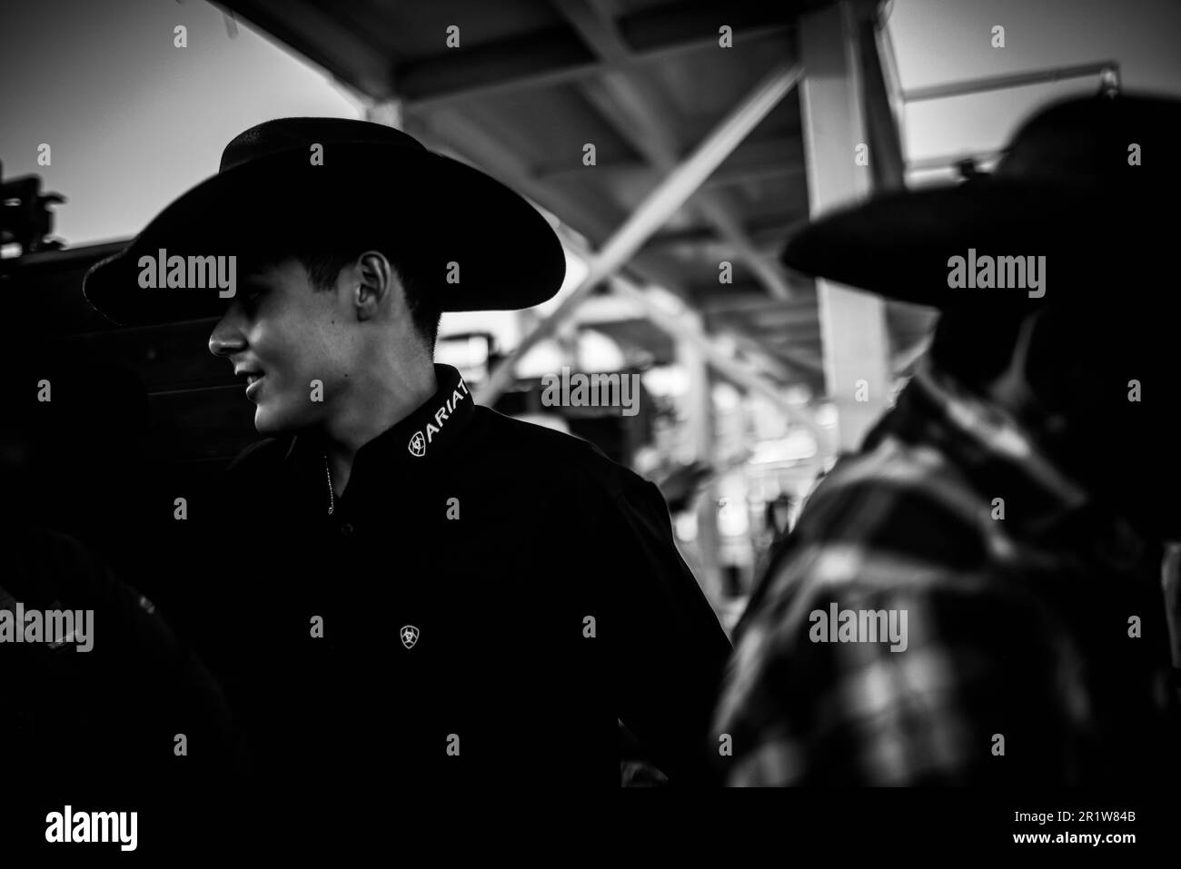 Cowboys, during the rodeo circuit at the Expo Ganadera de Sonora, on ...