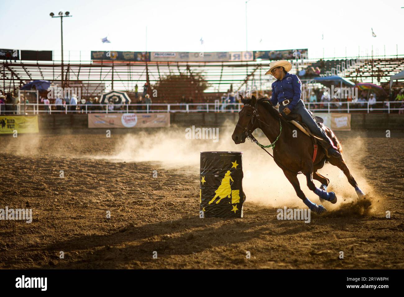 Cowboys, during the rodeo circuit at the Expo Ganadera de Sonora, on ...