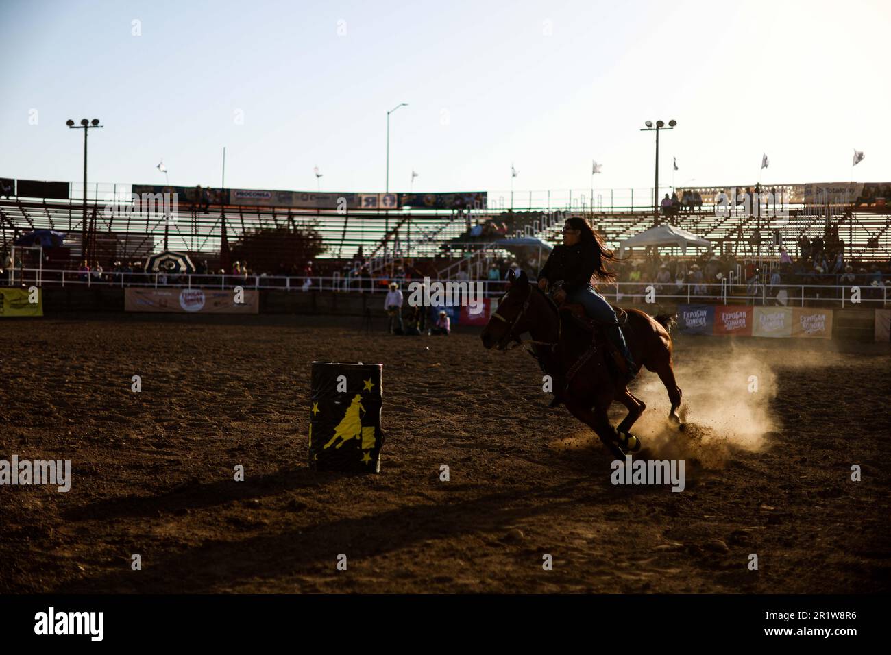 Cowboys, during the rodeo circuit at the Expo Ganadera de Sonora, on ...
