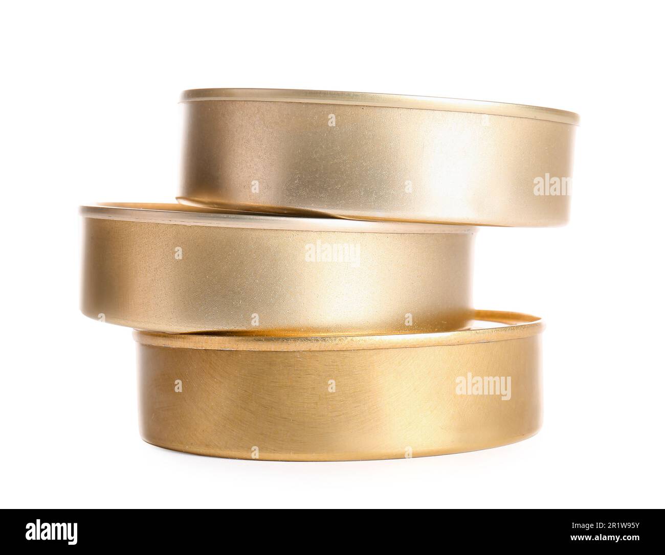 Canned fish on white background Stock Photo - Alamy