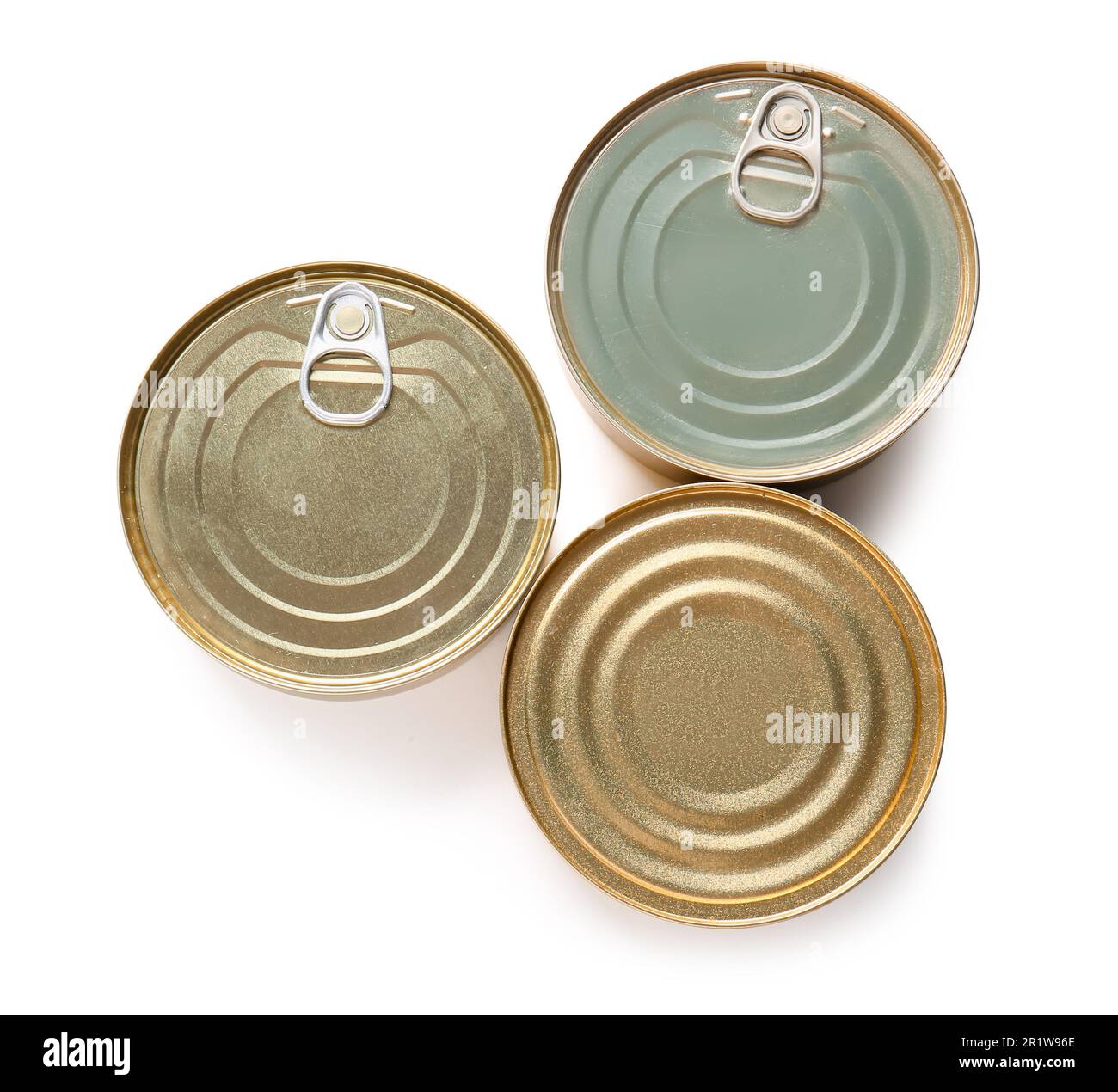 Canned fish on white background Stock Photo - Alamy