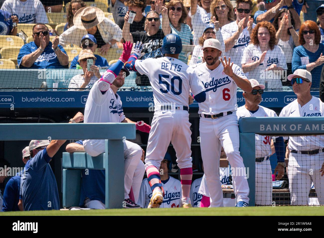 Los Angeles Dodgers right fielder Mookie Betts (50) celebrates with ...