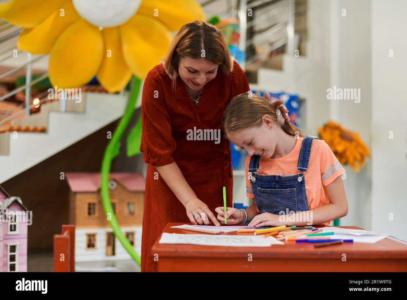 Creative kids during an art class in a daycare center or elementary ...