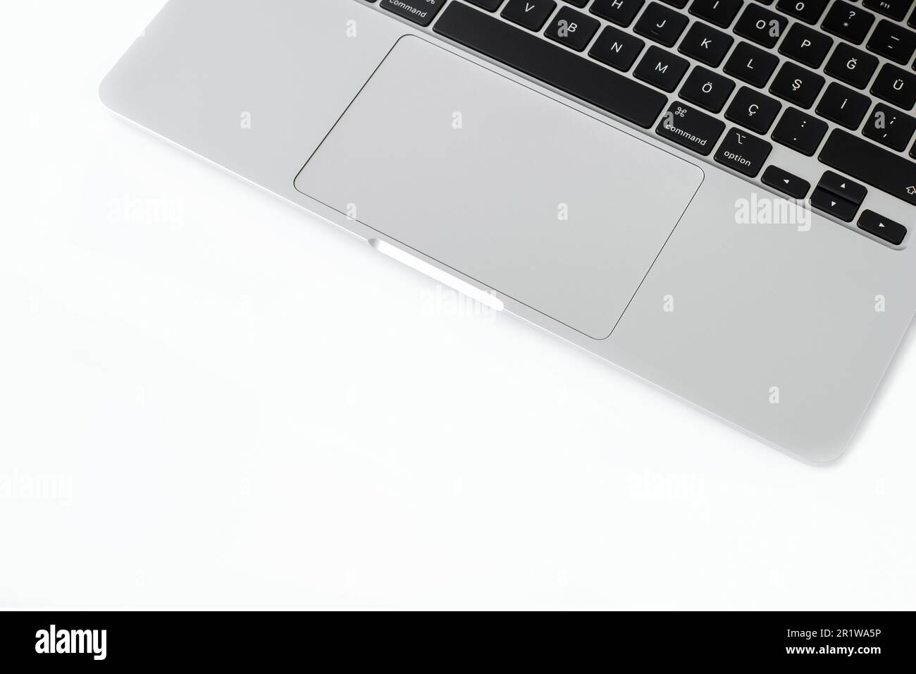 Keyboard and trackpad, grey keyboard on white background Stock Photo ...