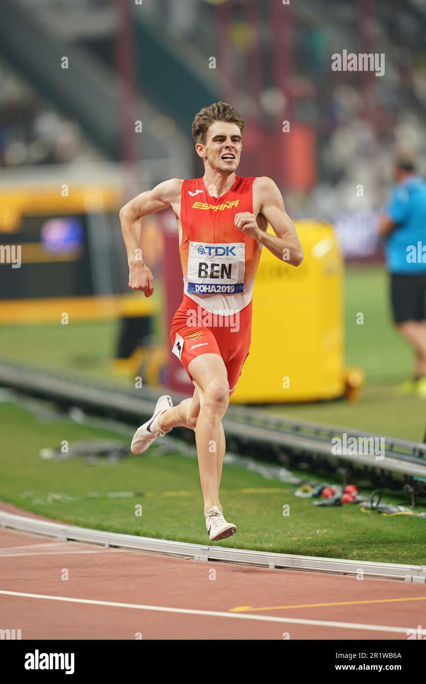 Adrián Ben running the 800m at the 2019 World Athletics Championships ...