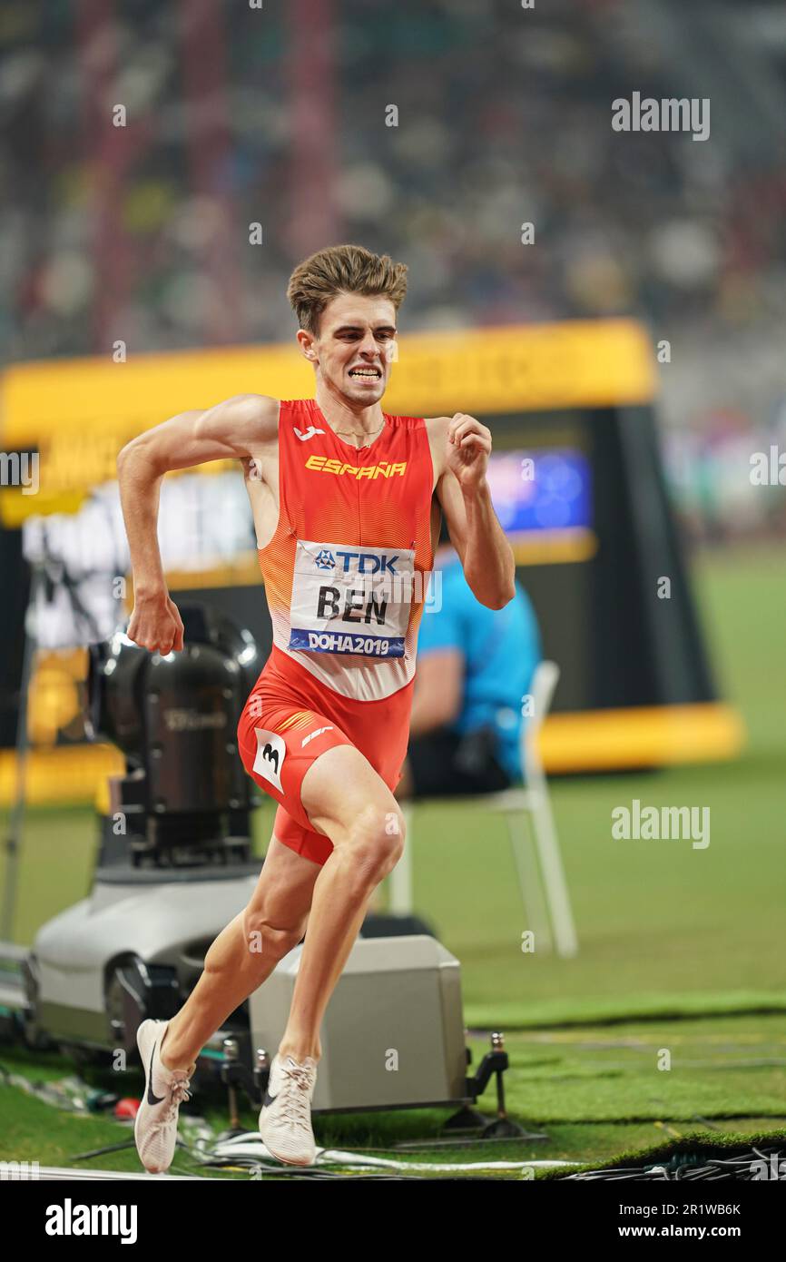 Adrián Ben running the 800m at the 2019 World Athletics Championships ...