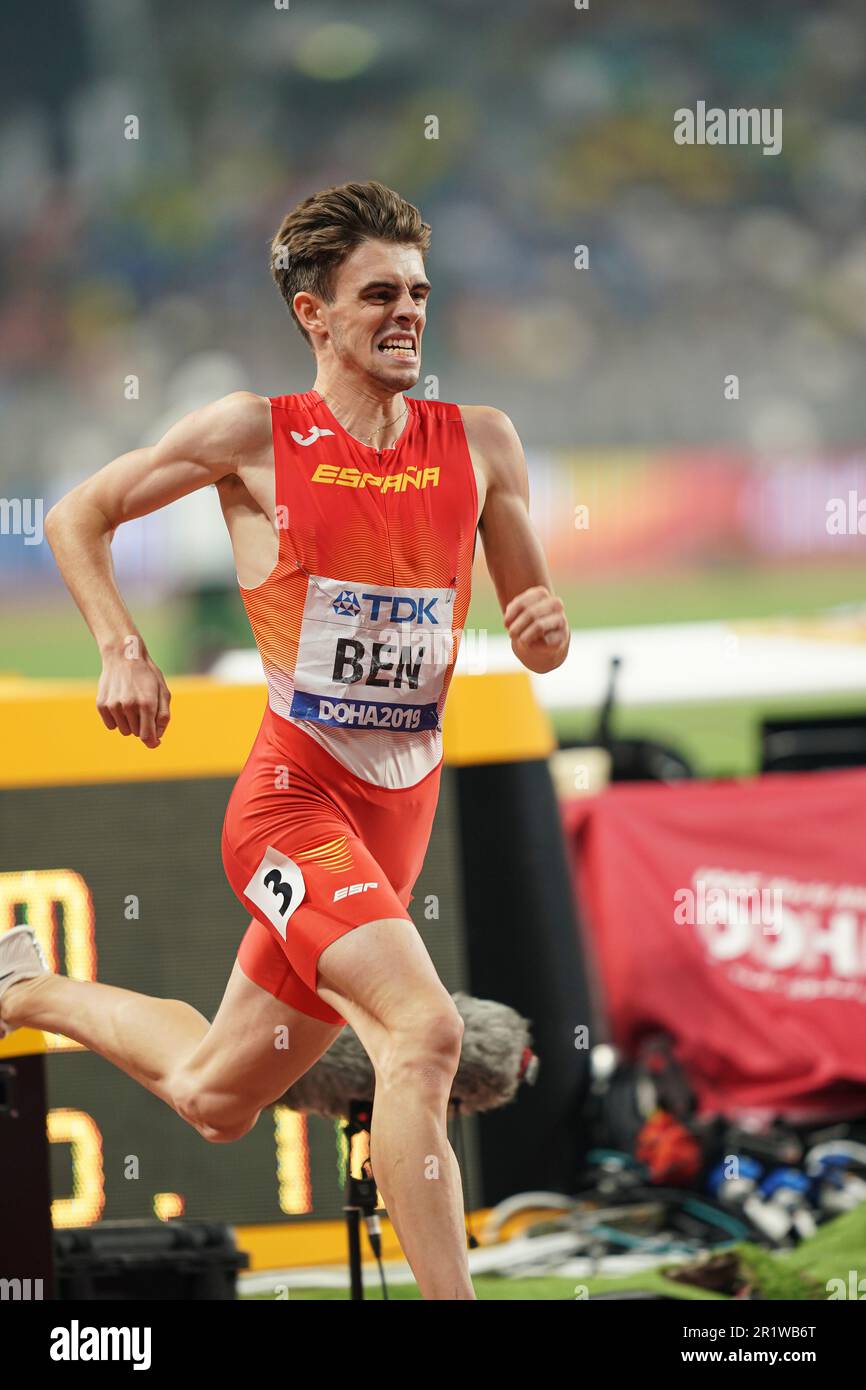 Adrián Ben running the 800m at the 2019 World Athletics Championships ...