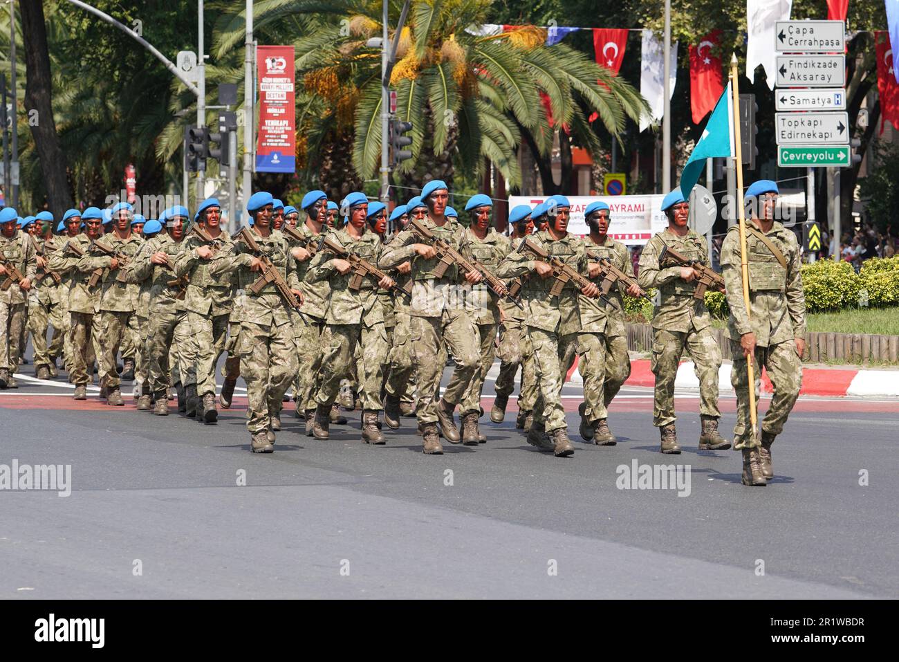 ISTANBUL, TURKIYE - AUGUST 30, 2022: Soldiers march during 100th ...