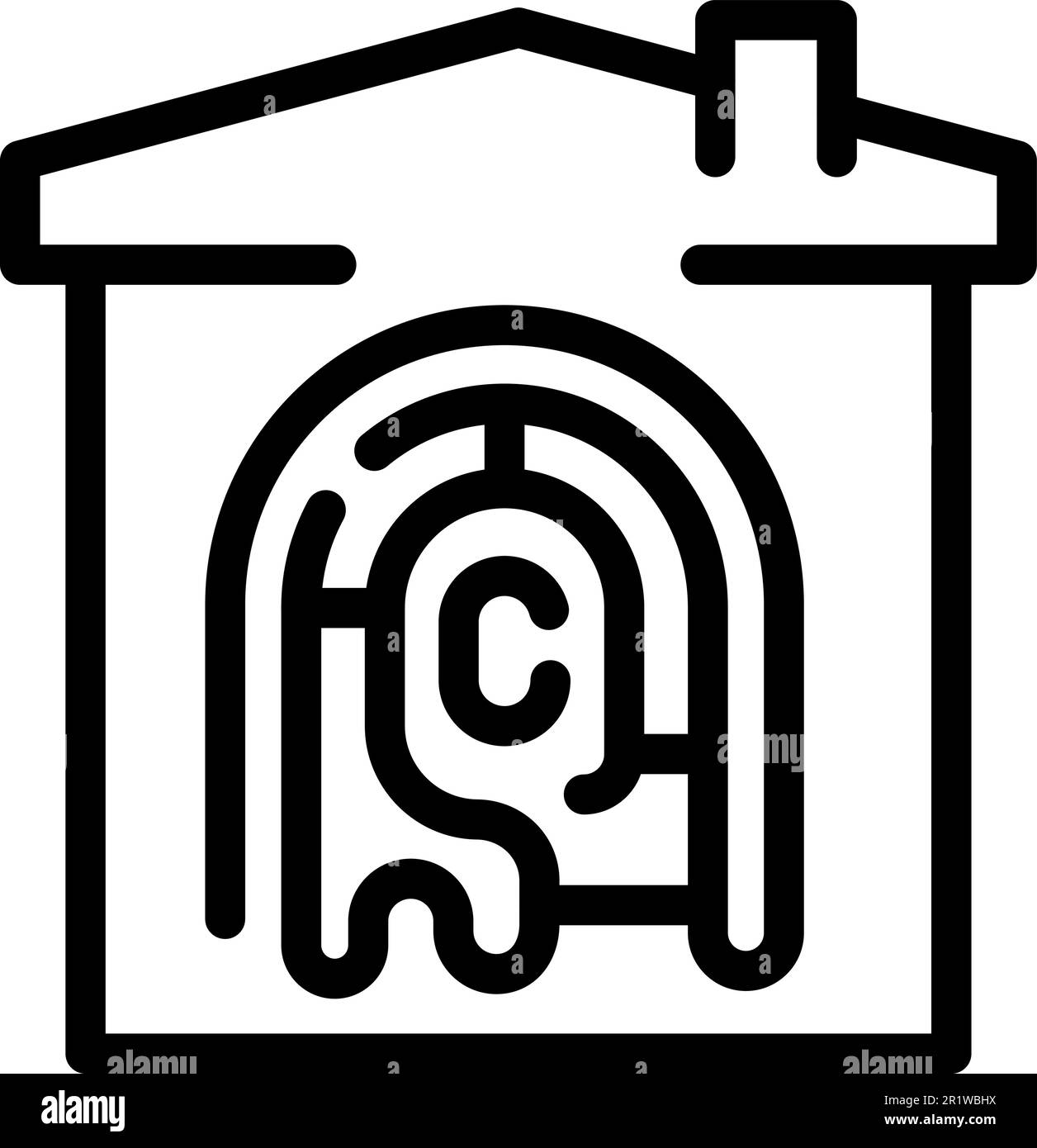 Home fingerprint access icon outline vector. Id scanner. Human lock ...