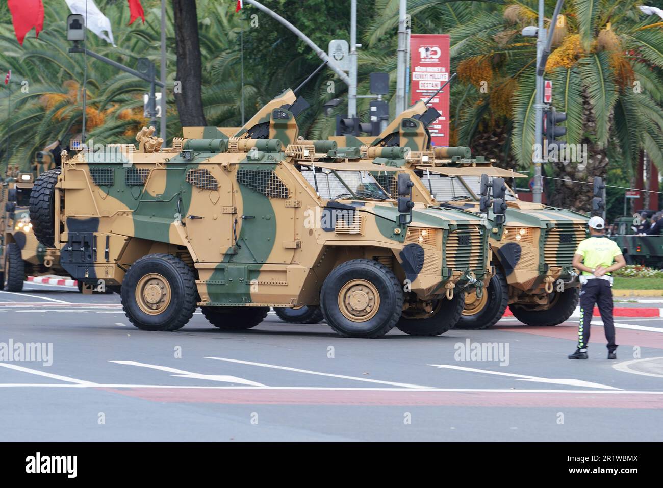 ISTANBUL, TURKIYE - AUGUST 30, 2022: Military vehicles parade in 100th ...