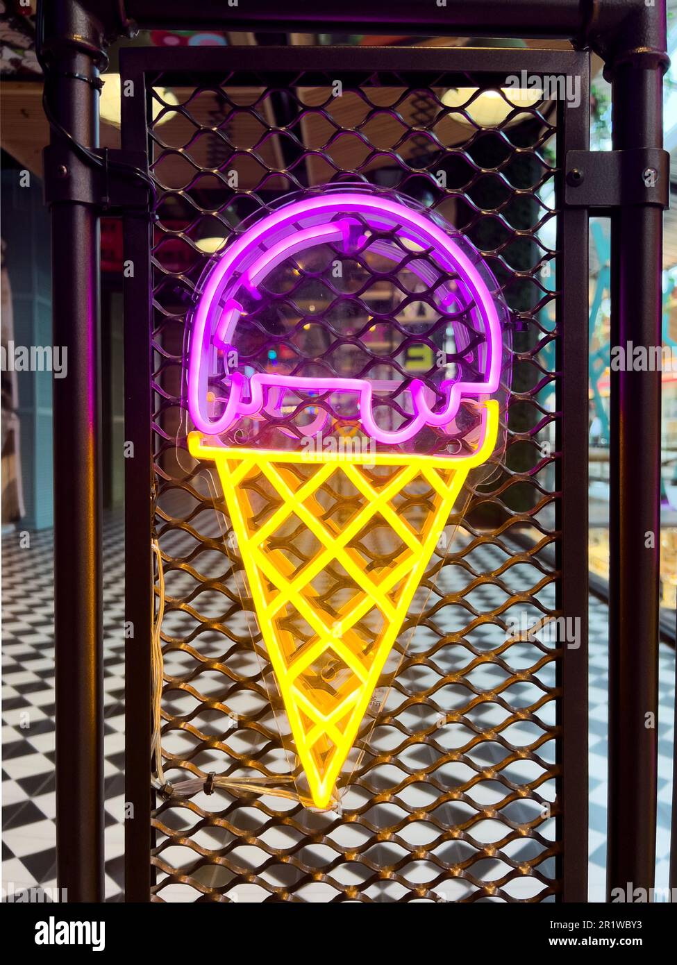 Illuminated Ice cream. Bright colored collection of symbols or sign ...